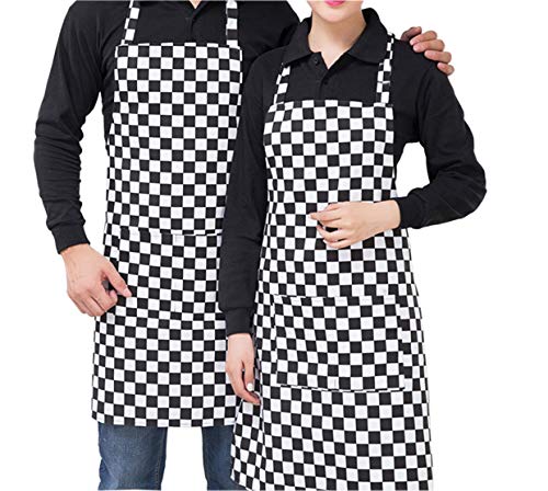 QCWQMYL 2 Set Grill Aprons for Men Waterproof Resistant Rain Bibs Apron Women with Pockets Back Straps for Kitchen