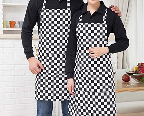 QCWQMYL 2 Set Grill Aprons for Men Waterproof Resistant Rain Bibs Apron Women with Pockets Back Straps for Kitchen