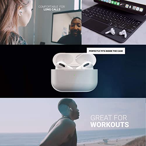 CharJenPro Patented Design Memory Foam Ear Tips for AirPods Pro and AirPods Pro 2 w/Silicone Shield. AirFoams Pro Active 2.0 Lasts 5X Longer. Replacement Tip. As seen on Kickstarter. (S/M/L, White)