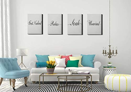 HERYNLRN Wall Art Painting Wash Soak Relax Unwind Bathroom Decor Sign Set of Four Photos Unframed Canvas Prints Looking Poster for Living Room,Bedroom Home Decoration,8"x10"