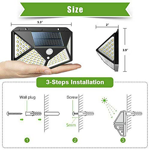 Tmango Solar Lights Outdoor [100 LED/3 Working Mode], Solar Security Lights Motion Sensor Lights Wireless IP65 Waterproof Solar Powered for Garden Fence Patio Garage Deck (4 Pack)