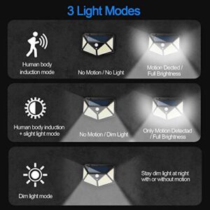 Tmango Solar Lights Outdoor [100 LED/3 Working Mode], Solar Security Lights Motion Sensor Lights Wireless IP65 Waterproof Solar Powered for Garden Fence Patio Garage Deck (4 Pack)