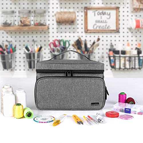 Luxja Sewing Accessories Organizer with 2 Detachable Clear Pockets, Sewing Supplies Organizer (Patent Design), Gray