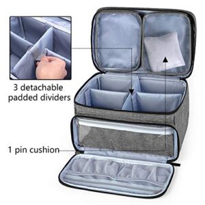 Luxja Sewing Accessories Organizer with 2 Detachable Clear Pockets, Sewing Supplies Organizer (Patent Design), Gray