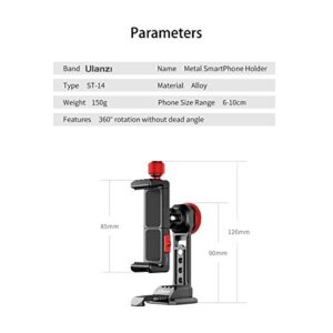 Cell Phone Tripod Mount, ULANZI ST-14 Smartphone Tripod Mount Adapter Aluminum with Cold Shoe, 360° Cell Phone Stand Holder Clamp for iPhone 13 12 11 Max Pro iPhone X XR Xs 6 7 Plus