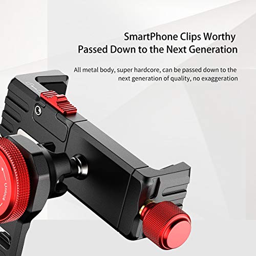 Cell Phone Tripod Mount, ULANZI ST-14 Smartphone Tripod Mount Adapter Aluminum with Cold Shoe, 360° Cell Phone Stand Holder Clamp for iPhone 13 12 11 Max Pro iPhone X XR Xs 6 7 Plus