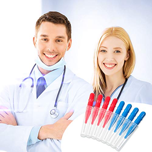 150 Pieces Interdental Brush Toothpick Tooth Flossing Head Oral Interdental Brush Flosser Toothpick Cleaners Tooth Cleaning Tool (Red, Blue,0.1 Inch, 0.12 Inch)