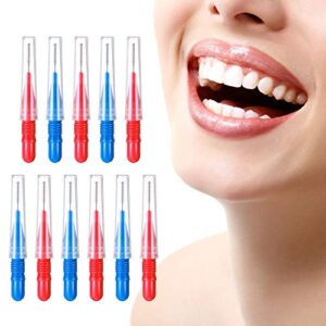 150 Pieces Interdental Brush Toothpick Tooth Flossing Head Oral Interdental Brush Flosser Toothpick Cleaners Tooth Cleaning Tool (Red, Blue,0.1 Inch, 0.12 Inch)