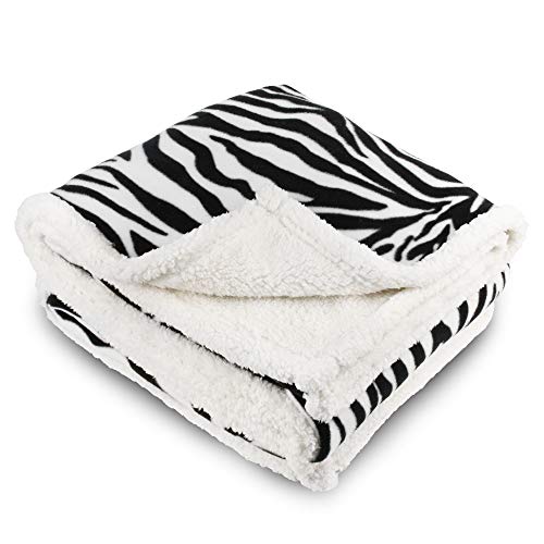 Tirrinia Sherpa Blanket Plush Throw Zebra Pattern Blanket Size 50" x 60" Bedding Fleece Reversible Blanket for Bed and Couch, Super Soft Comfy Warm Fuzzy TV Blanket