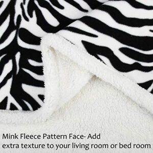 Tirrinia Sherpa Blanket Plush Throw Zebra Pattern Blanket Size 50" x 60" Bedding Fleece Reversible Blanket for Bed and Couch, Super Soft Comfy Warm Fuzzy TV Blanket