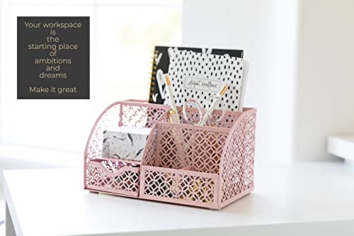 BLU MONACO Light Pink Desk Organizer - Cute and Girly Pink Desk Accessories - Office Storage for Girls and Women - Paper Storage and Office Supply Storage - Home Office