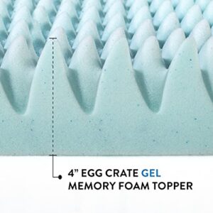 Best Price Mattress 4 Inch Egg Crate Memory Foam Mattress Topper with Cooling Gel Infusion, CertiPUR-US Certified, King, Light Blue