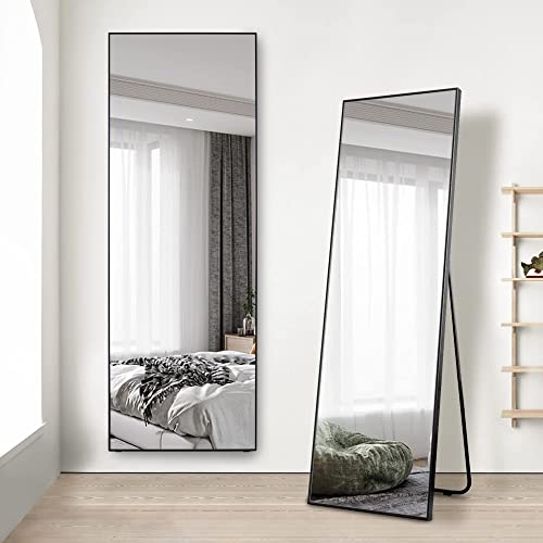 LVSOMT Full Length Floor Mirror, Free Standing Body Mirror, Wall Mounted Hanging Mirror, Large Dressing Mirror, Leaning Against Wall Mirror, Big Mirror for Bedroom Living Room Locker Room, 63"x20"