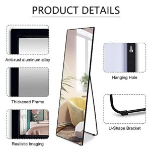 LVSOMT Full Length Floor Mirror, Free Standing Body Mirror, Wall Mounted Hanging Mirror, Large Dressing Mirror, Leaning Against Wall Mirror, Big Mirror for Bedroom Living Room Locker Room, 63"x20"