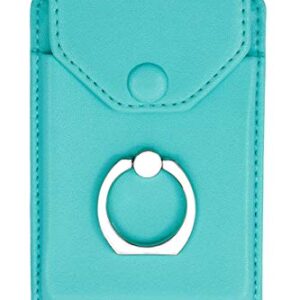 YUNCE Cell Phone Card Holder RFID Ring Stand Stick on Wallet Card Holder for Back of Phone for iPhone Android and All Smartphones Adhesive Credit Card Holder for Cell Phone-Green