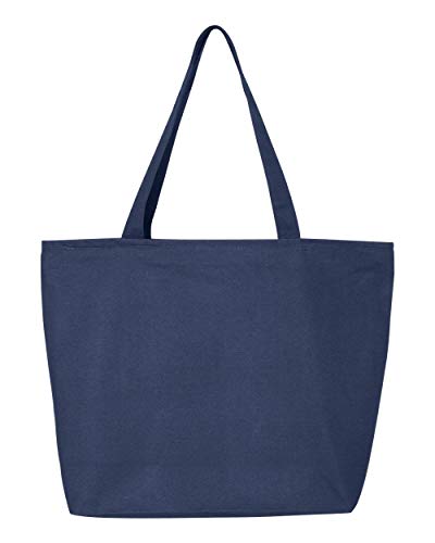 shop4ever® Mother of the Bride Heavy Canvas Tote with Zipper Reusable Shopping Bag 12 oz Navy 1 Pack