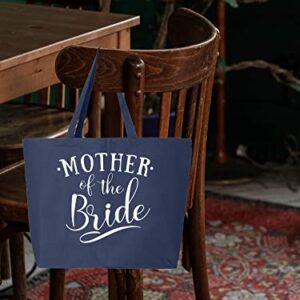 shop4ever® Mother of the Bride Heavy Canvas Tote with Zipper Reusable Shopping Bag 12 oz Navy 1 Pack