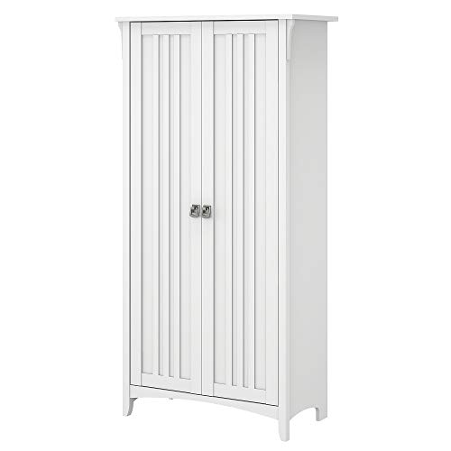 Bush Furniture Salinas Kitchen Pantry Cabinet with Doors, Pure White and Shiplap Gray