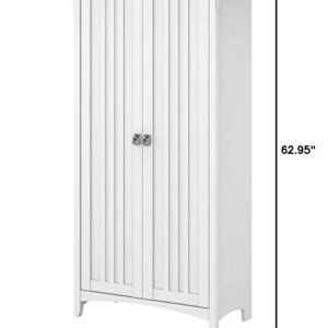 Bush Furniture Salinas Kitchen Pantry Cabinet with Doors, Pure White and Shiplap Gray