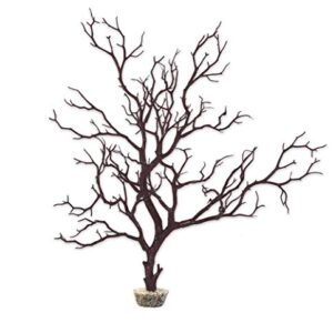 CURRENT USA Manzanita Branch 22-inch Tall with Weighted Base, Molded Aquarium Décor (Dark River Brown)