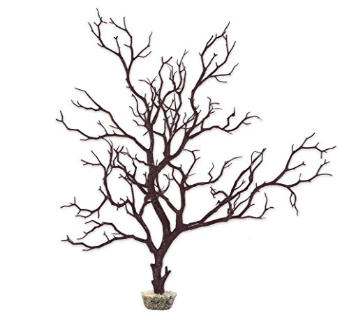 CURRENT USA Manzanita Branch 22-inch Tall with Weighted Base, Molded Aquarium Décor (Dark River Brown)