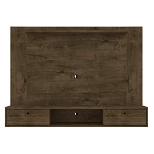 Manhattan Comfort Liberty 70.86 Floating Wall Entertainment Center with Overhead Shelf in Rustic Brown