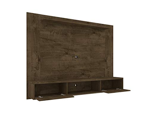 Manhattan Comfort Liberty 70.86 Floating Wall Entertainment Center with Overhead Shelf in Rustic Brown