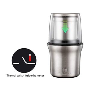 DR MILLS DM-7412N Coffee Grinder Electric,Coffee Grinder,spice grinder electric, detachable cup, Blade & cup made with SUS304 stianlees steel,200w small food grinder grain grinder