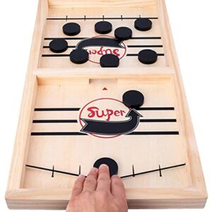 HELLO PAPAYA Fast Sling Puck Shot Game,Wooden Hockey Game Fast Sling Puck Board Game Large Size Foosball Slingshot Game Board Games Fast Sling Puck Game Wooden Hockey Game Foosball