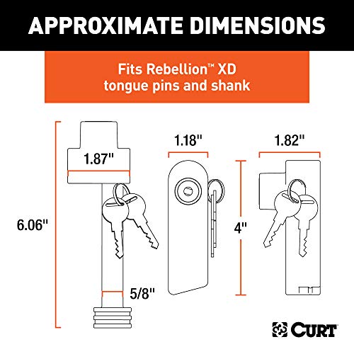 CURT 45932 Rebellion XD Tongue and Hitch Lock Set, 2 or 2-1/2-Inch Receiver