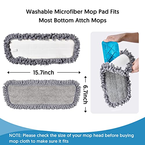 MEXERRIS Microfiber Spray Mop Pads Replacement Head for Wet Dry Dust Mop, Reusable Washable Mop Heads Refills Compatible with Bona Floor Care System for Kitchen Home Commercial Floor Cleaning -5 Pack