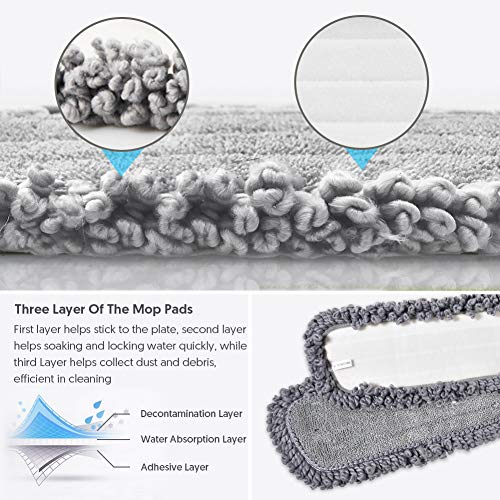 MEXERRIS Microfiber Spray Mop Pads Replacement Head for Wet Dry Dust Mop, Reusable Washable Mop Heads Refills Compatible with Bona Floor Care System for Kitchen Home Commercial Floor Cleaning -5 Pack