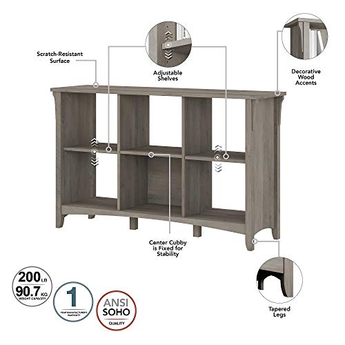 Bush Furniture Salinas 6 Cube Organizer, Driftwood Gray