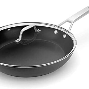 MsMk 12 inch Large Nonstick Frying Pan with Lid, Carbonize also Nonstick, PFOA Free Non-Toxic, Stay-Cool Handle, Scratch-resistant, Induction Skillet for Induction, Ceramic and Gas Cooktops