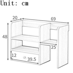 Shelf Bookshelf Magazine Rack Drawer Partition Divide-Grid Stratification Storage Rack Desktop Office Desk Home 69X20X48CM MUMUJIN (Color : White)