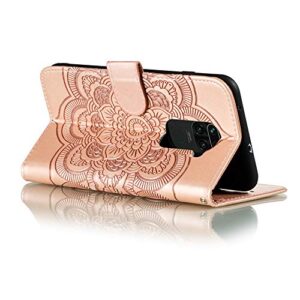 Asdsinfor Compatible with Xiaomi Redmi Note 9 Case Wallet Case Credit Cards Slot with Stand for PU Leather Shockproof Flip Magnetic Compatible with Redmi Note 9/Redmi 10X Sunflower Rose Gold LD