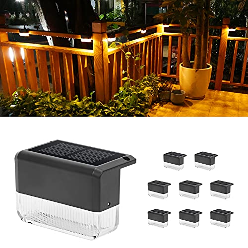 CHINLY Solar Deck Lights 8-Pack Halloween Lights Outdoor Waterproof led, Warm White & Color Changing, Fence Post Solar Lights for Stairs, Fence, Deck, Garden, Patio Yard, Porch and Step