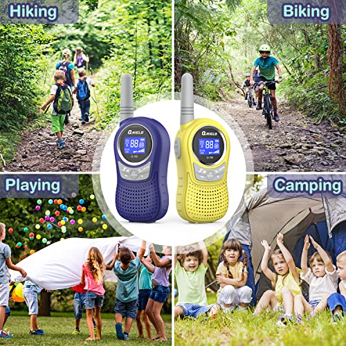 Walkie Talkies for Kids, QNIGLO 2KM Rechargeable Walkie Talkies for Kids 3-12 Years Old, Perfect Christmas Birthday Gifts Toys Kids Walkie Talkies 2 Pack for Outdoor Camping, Walking, Hiking