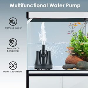 AQQA 265-800 GPH Submersible Aquarium Water Pump with Adjustable Switch, Water Removal and Drainage Sump Cleaning Pump with 2 Nozzles for Aquarium, Pond, Fish Tank, Hydroponics, Backyard (25W 400GPH)