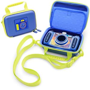 casematix camera case compatible with vtech kidizoom camera and camera accessories with shoulder strap and padded interior divider, blue travel case only