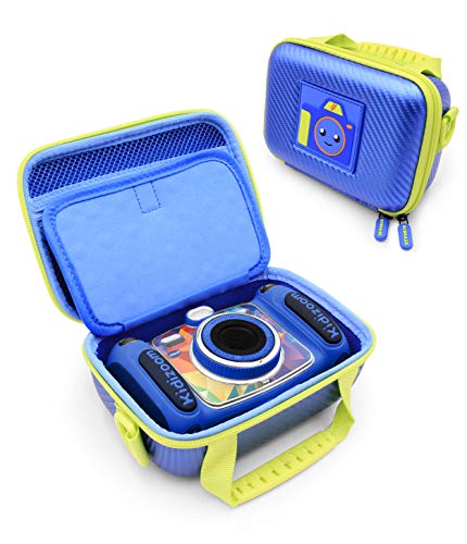 CASEMATIX Camera Case Compatible with VTech KidiZoom Camera and Camera Accessories with Shoulder Strap and Padded Interior Divider, Blue Travel Case Only