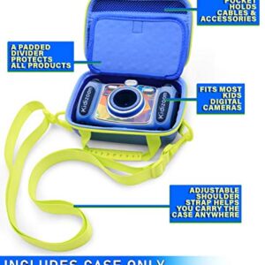 CASEMATIX Camera Case Compatible with VTech KidiZoom Camera and Camera Accessories with Shoulder Strap and Padded Interior Divider, Blue Travel Case Only