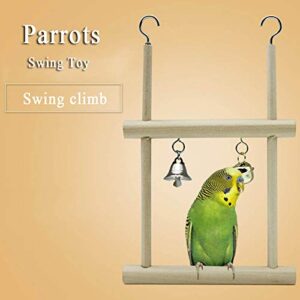 YITAQI Parrots Swing Toy,Natural Wooden for Parakeets Cockatiels Conures Macaws Finches Bird Cage Hammock Birds Perch Bird Stand(A)