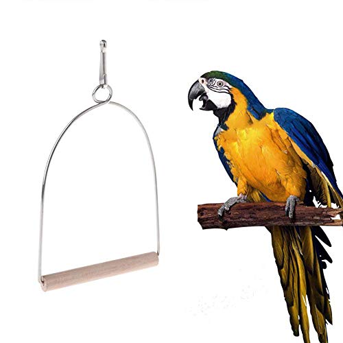 YITAQI Parrots Swing Toy,Natural Wooden for Parakeets Cockatiels Conures Macaws Finches Bird Cage Hammock Birds Perch Bird Stand(A)