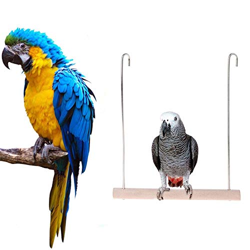 YITAQI Parrots Swing Toy,Natural Wooden for Parakeets Cockatiels Conures Macaws Finches Bird Cage Hammock Birds Perch Bird Stand(A)