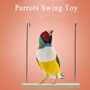 YITAQI Parrots Swing Toy,Natural Wooden for Parakeets Cockatiels Conures Macaws Finches Bird Cage Hammock Birds Perch Bird Stand(A)