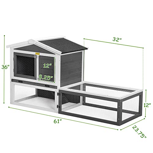 COZIWOW 61”X23.6”X36” Indoor Outdoor Wooden Large Small Animal Hutch,Pets Crate House for Rabbit Bunny Cage Dog Cat Squirrel Hamster Hedgehog Guinea Pig Habitat Chicken Coop