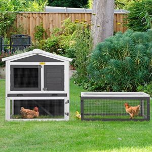 COZIWOW 61”X23.6”X36” Indoor Outdoor Wooden Large Small Animal Hutch,Pets Crate House for Rabbit Bunny Cage Dog Cat Squirrel Hamster Hedgehog Guinea Pig Habitat Chicken Coop