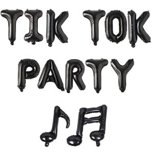 tik tok party decorations black tik tok party balloons banner music sign foil balloons for girl's boy's music karaoke social media tik tok themed birthday party supplies