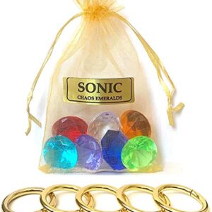 More Toys SONIC - Seven Chaos Emeralds Gems & Five Power Rings - In a Gift Bag - by Ace Trendz